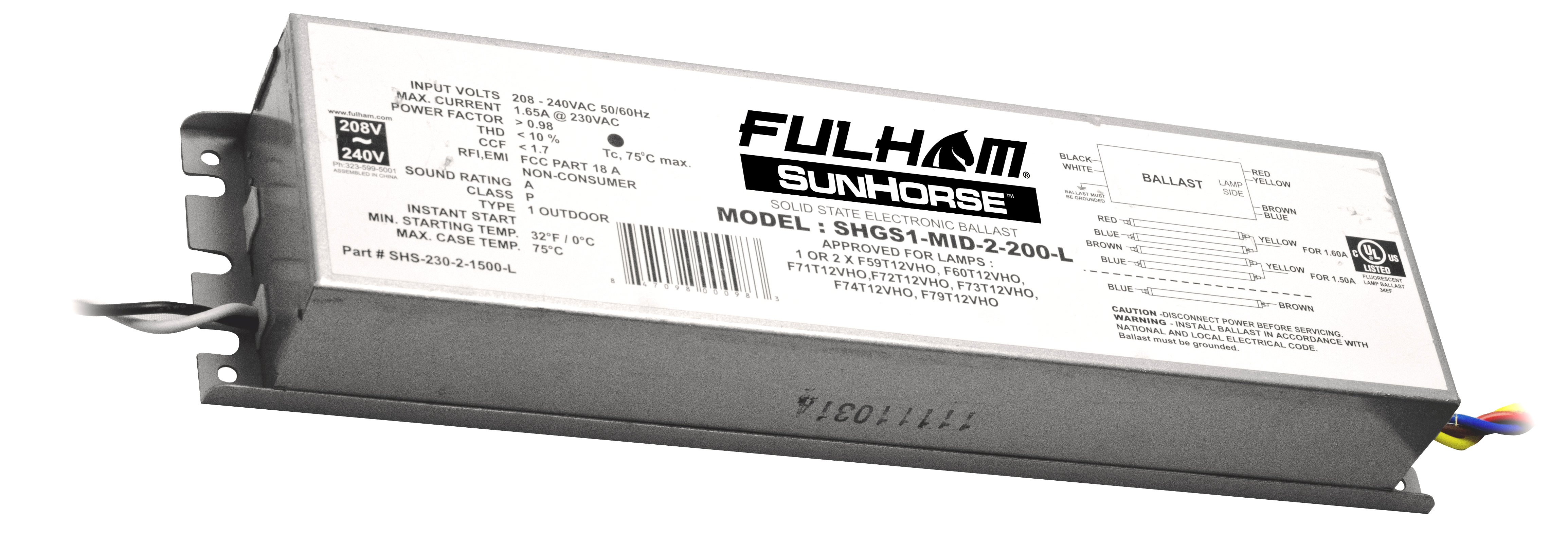 Fulham SHGS1-MID-2-200-L 2 X 200W Mul Tanning Ballast | Gordon Electric ...